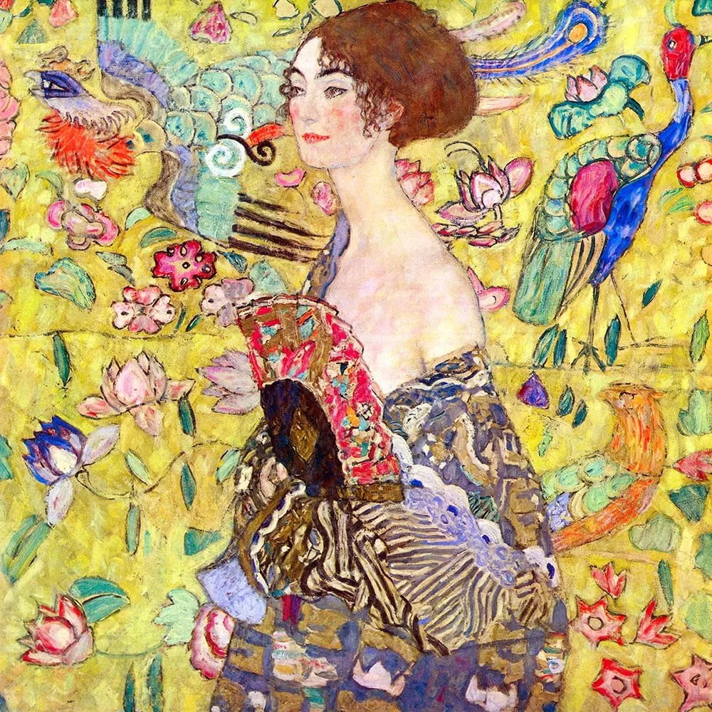 Reprodukce obrazu Gustav Klimt Lady With Fan, 70 x 70 cm