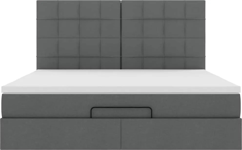 Osmanský rám postele s matrací tmavě šedá 180x200cm textil 3313176