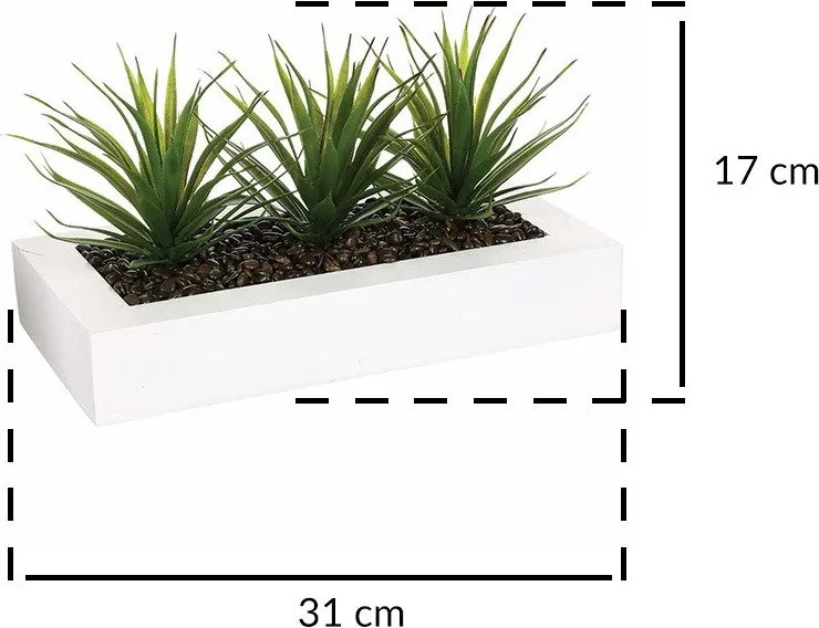 Umělá rostlina Aloe Vera v květináči, 31 x 16 x 17 cm