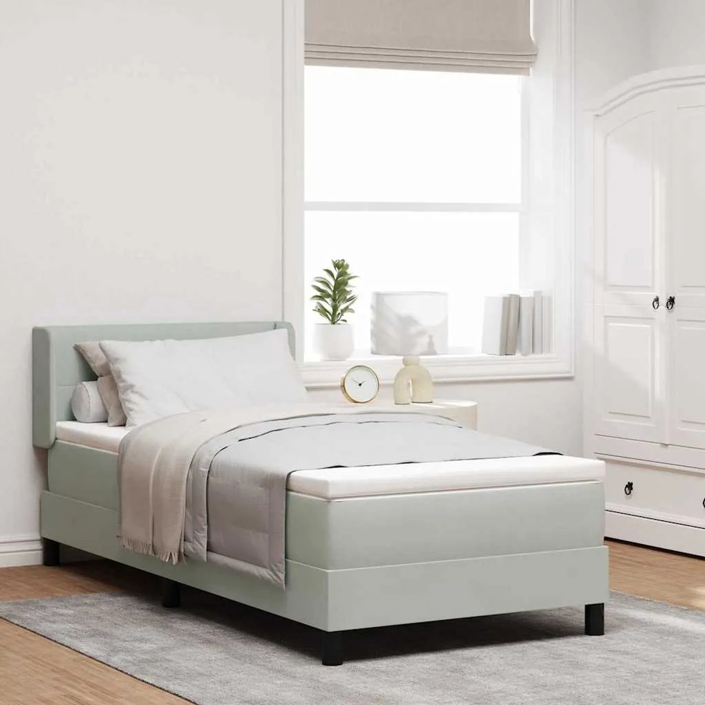 Postel s boxspringem s čelo Světle šedá 190 x 90 cm samet 3341444
