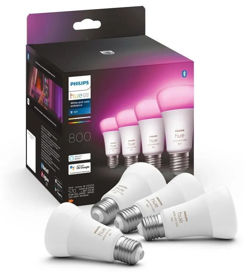 Philips SADA 4x LED Stmívatelná žárovka Philips Hue WACA E27/6,5W/230V 2000-6500K P4644