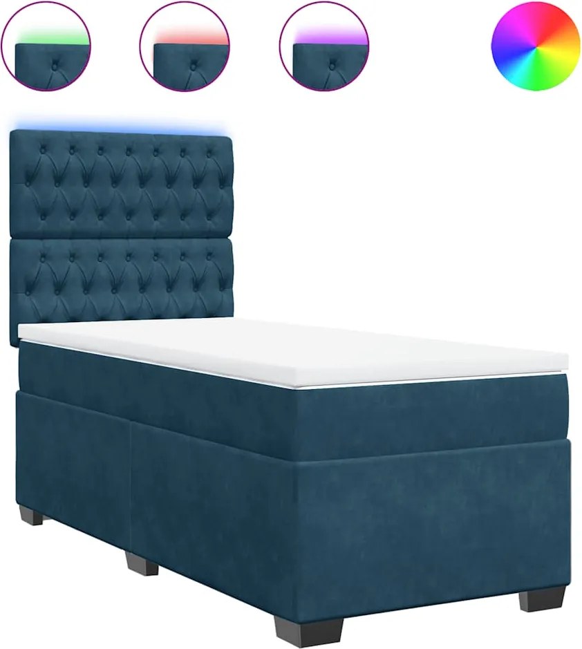 Box spring postel s matrací modrá 100 x 200 cm samet 3293144
