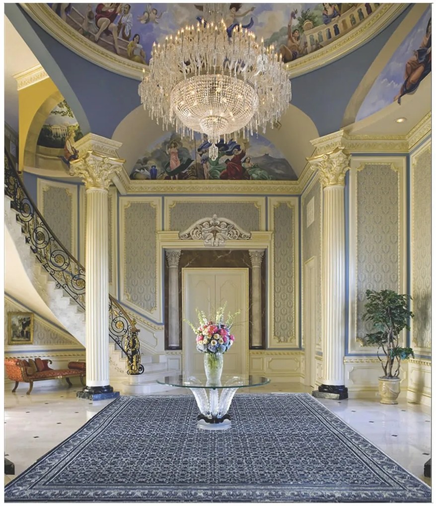 Diamond Carpets India, Ručně vázaný kusový koberec Diamond DC-OC Denim blue/silver, 365x457, modrá, chodba / předsíň