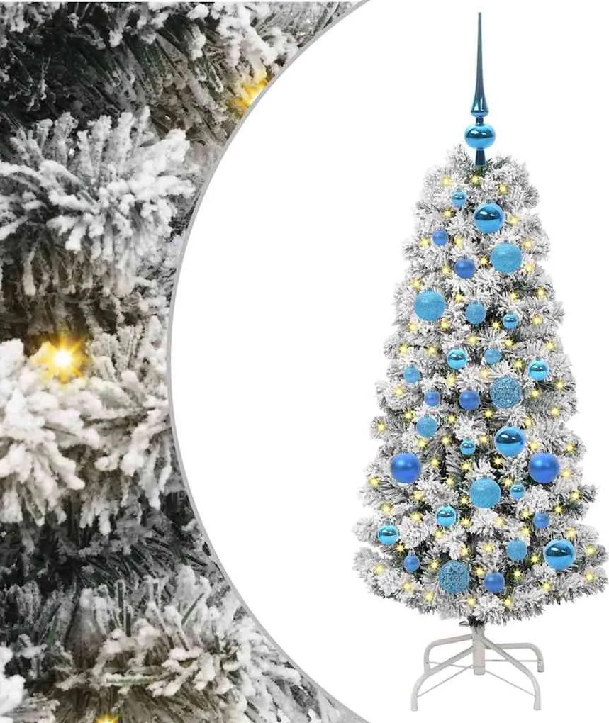 Umělý Skládací Vánoční Strom 150 LED Zelená a bílá 120 cm 3395584