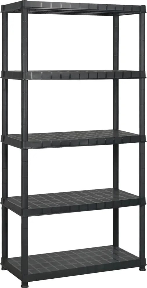 Úložný regál 5patrový černý 340 x 40 x 185 cm plast 3059861