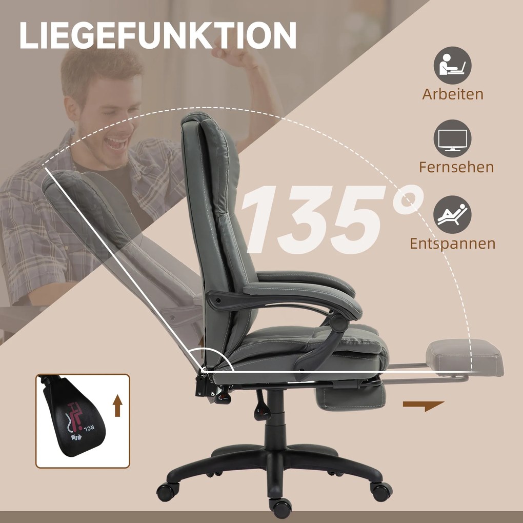 Kancelářská židle Vinsetto manažerská židle otočná židle zvedací s opěrkou hlavy ergonomická židle vibrační kancelářská židle s funkcí polohování mas…