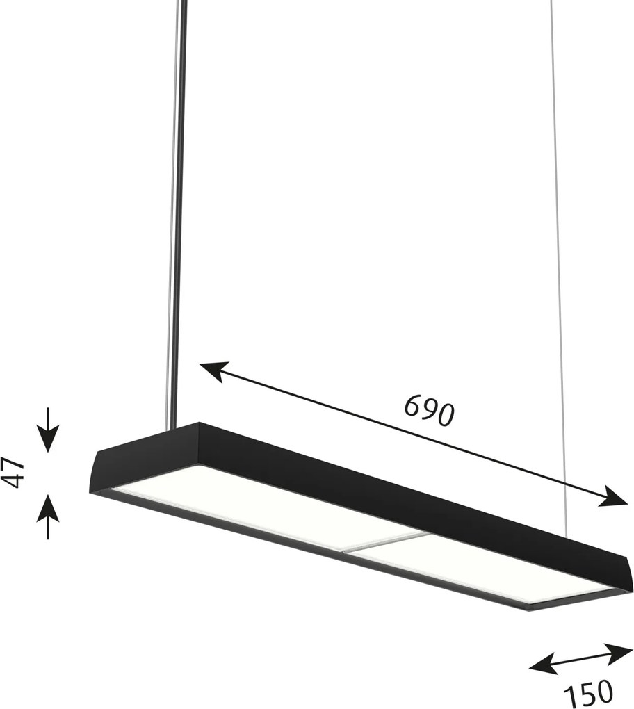 Závěsná lampa Slim Box Suspended LED KA HO s mikroprismatickým difuzorem ovládání osvětlení přes Bluetooth bílá