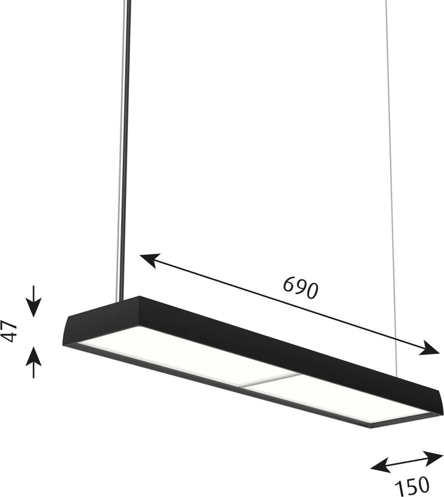 Závěsná lampa Slim Box Suspended LED KA s mikroprismatickým difuzorem ovládání osvětlení Dali bílá