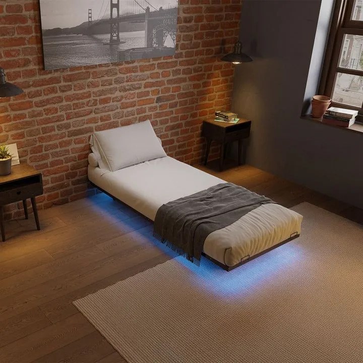 Designová postel 90x200 černá s LED podsvícením