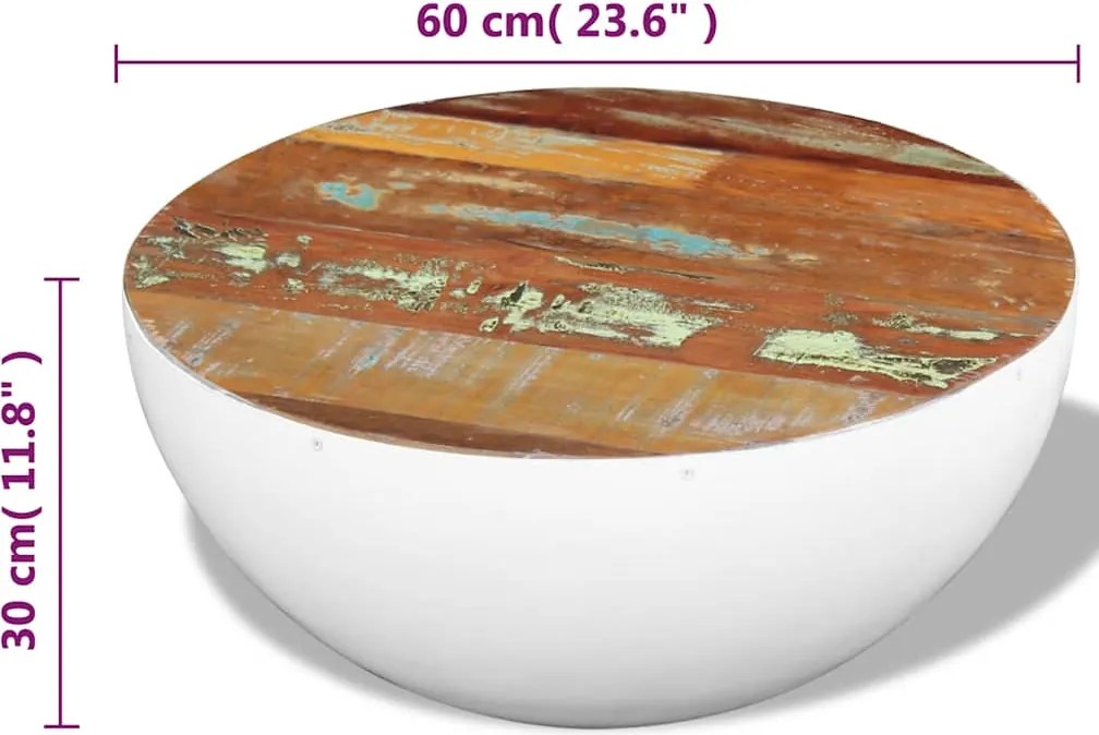 Miskovitý konferenční stolek recyklované dřevo 60 x 60 x 30 cm 243353