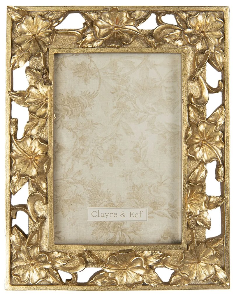 Rámeček na fotografie se zlatými květinovými ornamenty - 16*2*21 cm / 10*15 cm