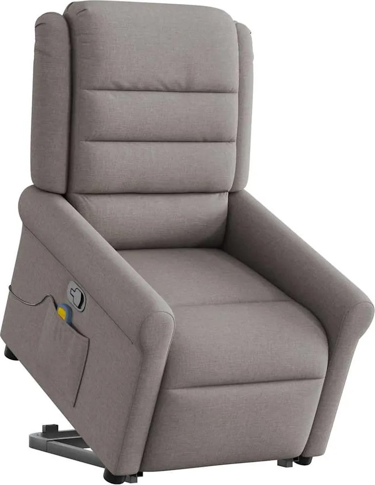 Zvedací masážní polohovací křeslo taupe textil 3303331