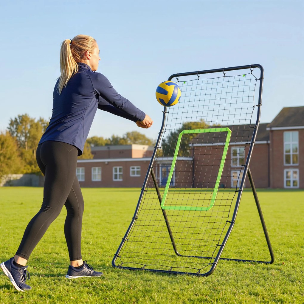 HOMCOM Kickback odrazová branka 75x126cm, odrazová stěna z oceli a PE, tréninková pomůcka pro fotbal, černá | Aosom.de