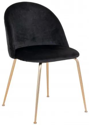Jídelní židle GENEVE černý samet, mosazné nohy House Nordic 1001253