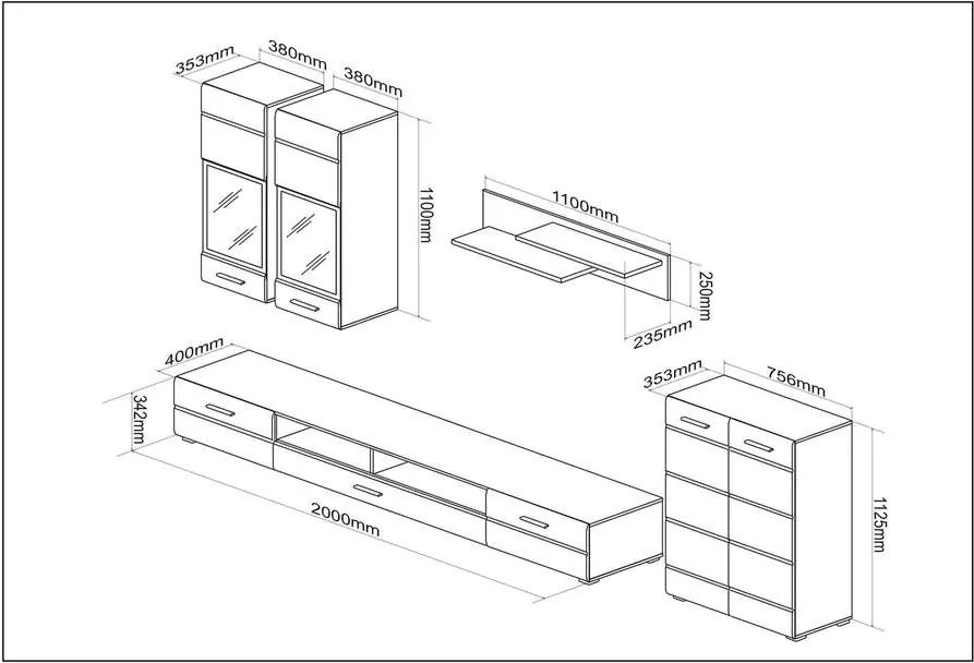 Obývací stěna Melia, krémová
