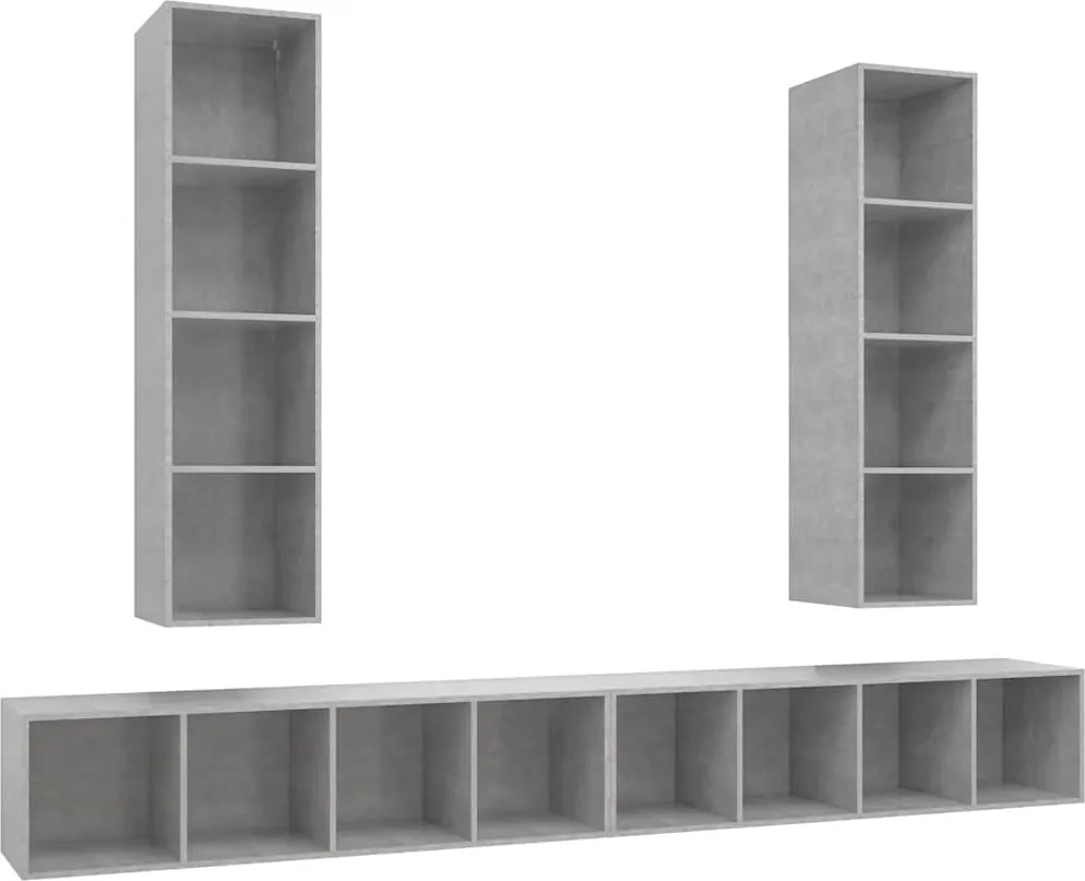 Nástěnné TV skříňky 4 ks betonově šedé dřevotříska 3079893