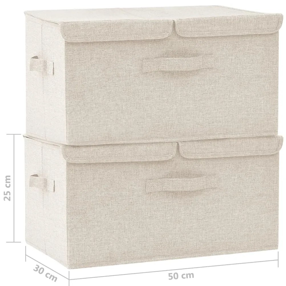 Úložné boxy 2 ks textil 50 x 30 x 25 cm krémové - Default Title