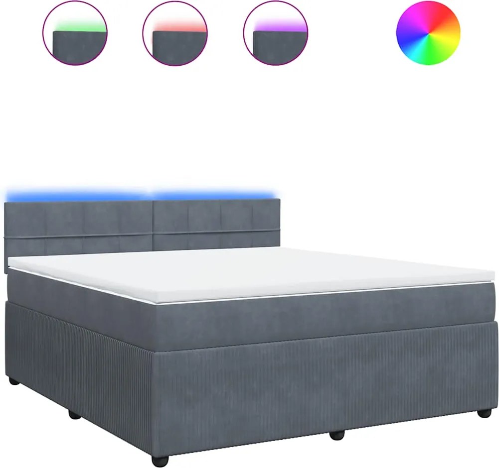 Box spring postel s matrací tmavě šedá 180x200 cm samet 3290107