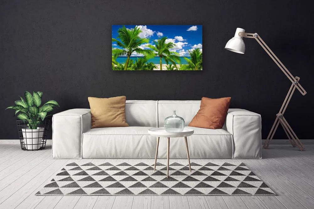 Obraz na plátně Moře Palma Stromy Krajina 125x50 cm