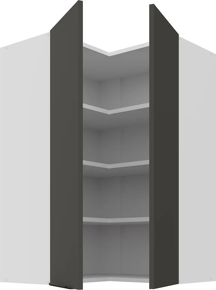 ARIA po | horní kuchyňská skříňka 60x60 GN-90 2F (90°) rohová s policemi | VYSOKÁ | 60x60 cm | bílá/šedá grafit