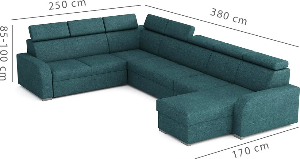 Sedací souprava OSLO U | 250x380x170 | rozkládací + 3x úložný prostor | VÝBĚR TKANIN
