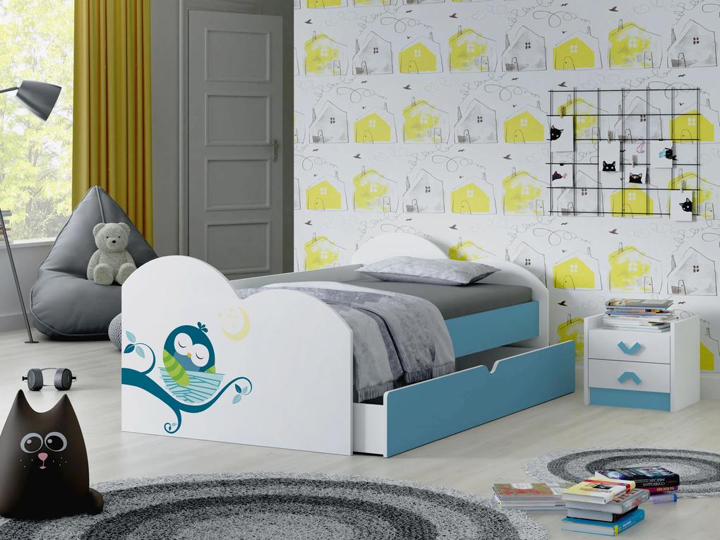 Svět pokojů Dětská postel s obrázkem Klasik SOVA Barva: Zelená, Úložný prostor: ANO, Rozměr: 180x90 cm