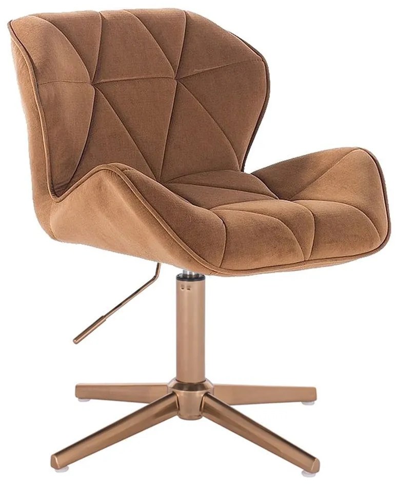 LuxuryForm DESIGN Otočná židle MILANO VELUR na zlatém kříži - medová