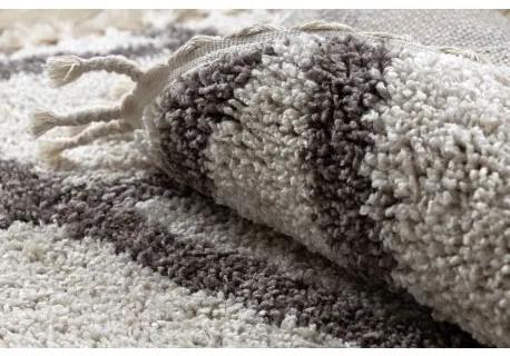Kulatý koberec BERBER TROIK, krémový střapce, Maroko, Shaggy velikost kruh 160 cm | krásné koberce cz