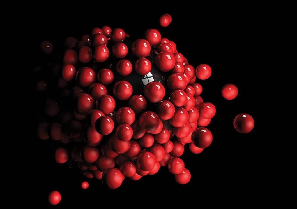 Fototapeta - Shluk -  červené lesklé kuličky (254x184 cm)