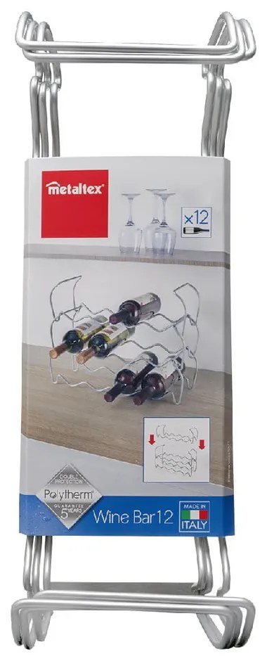 Třípatrový držák na 12 lahví vína Metaltex Wine, délka 45 cm