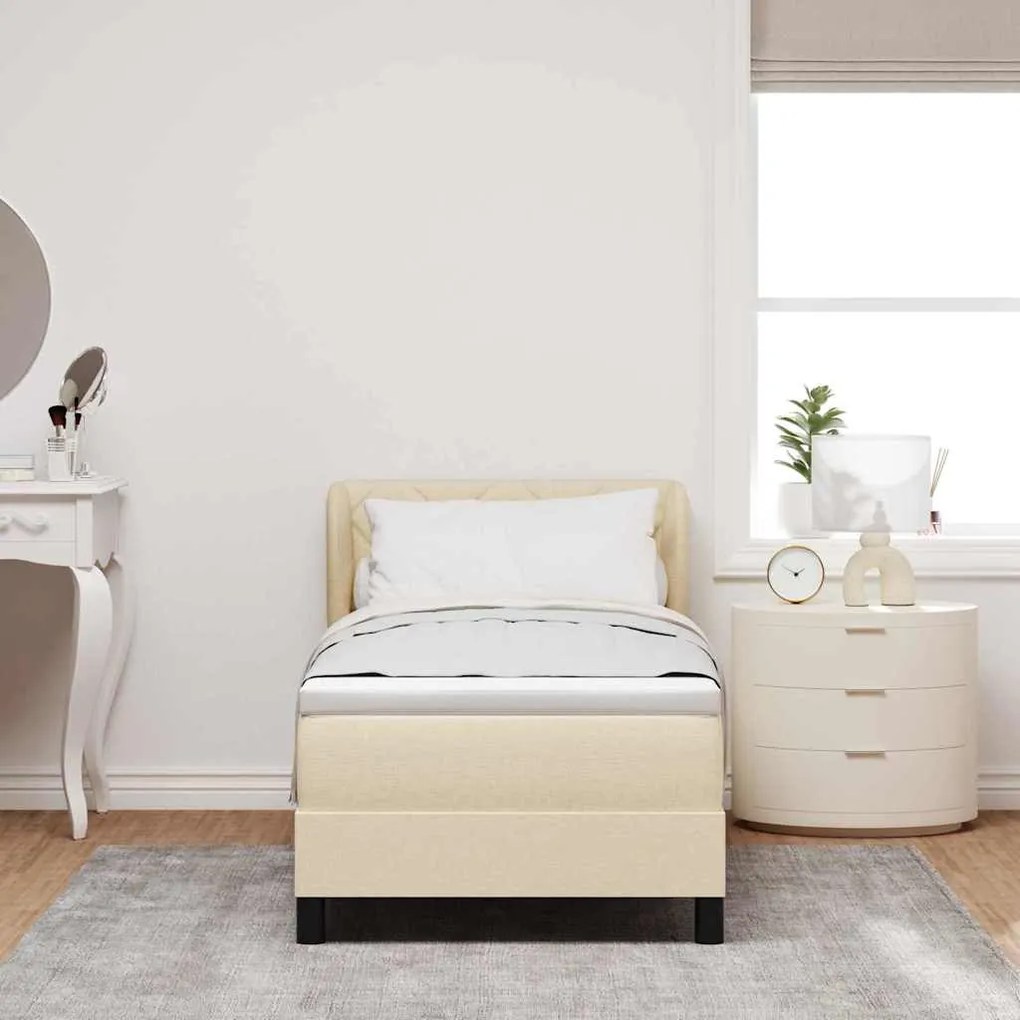 Postel s boxspringem s čelo Krémová 80 x 200 cm textil 3340057