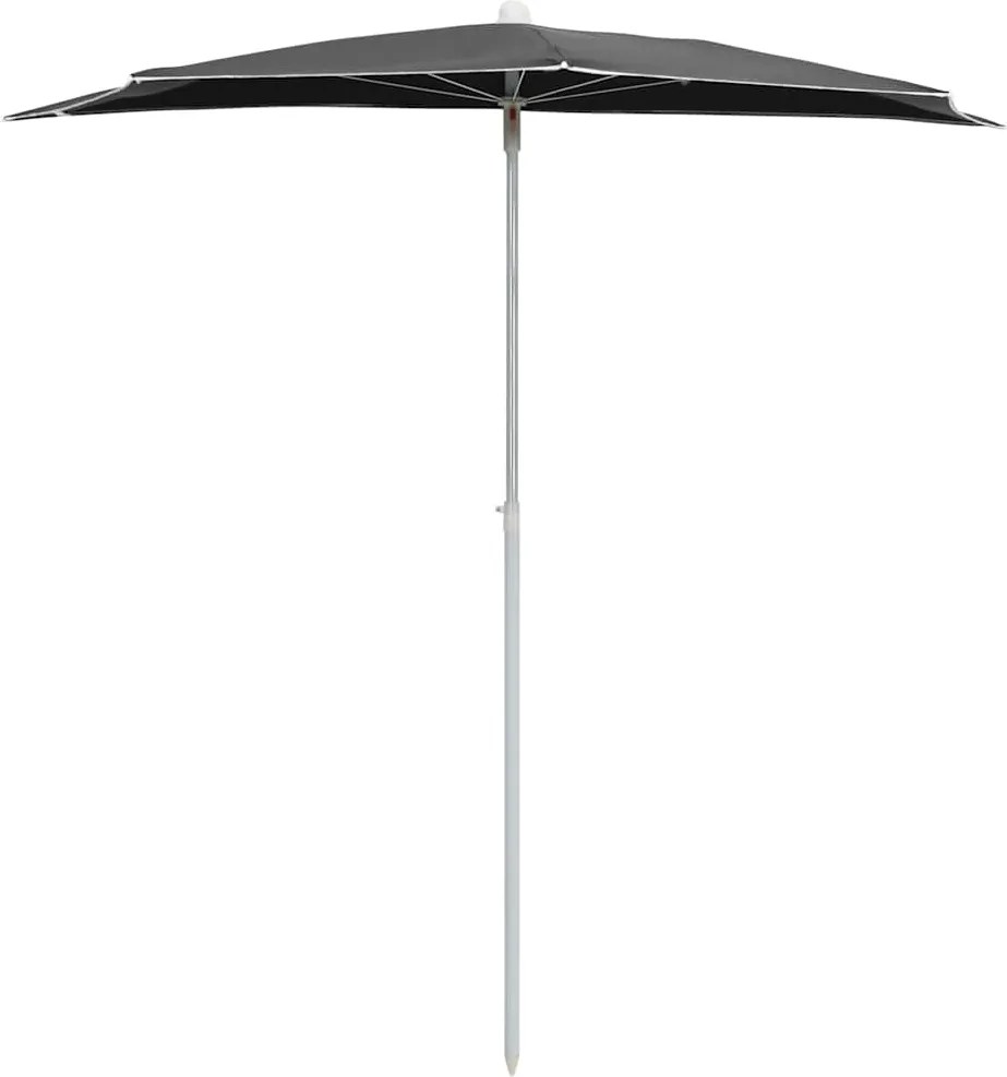 Zahradní půlkruhový slunečník s tyčí 180 x 90 cm antracitový 315561