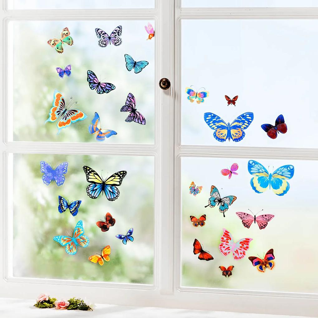 Samolepky na okno Motýli, 60 ks