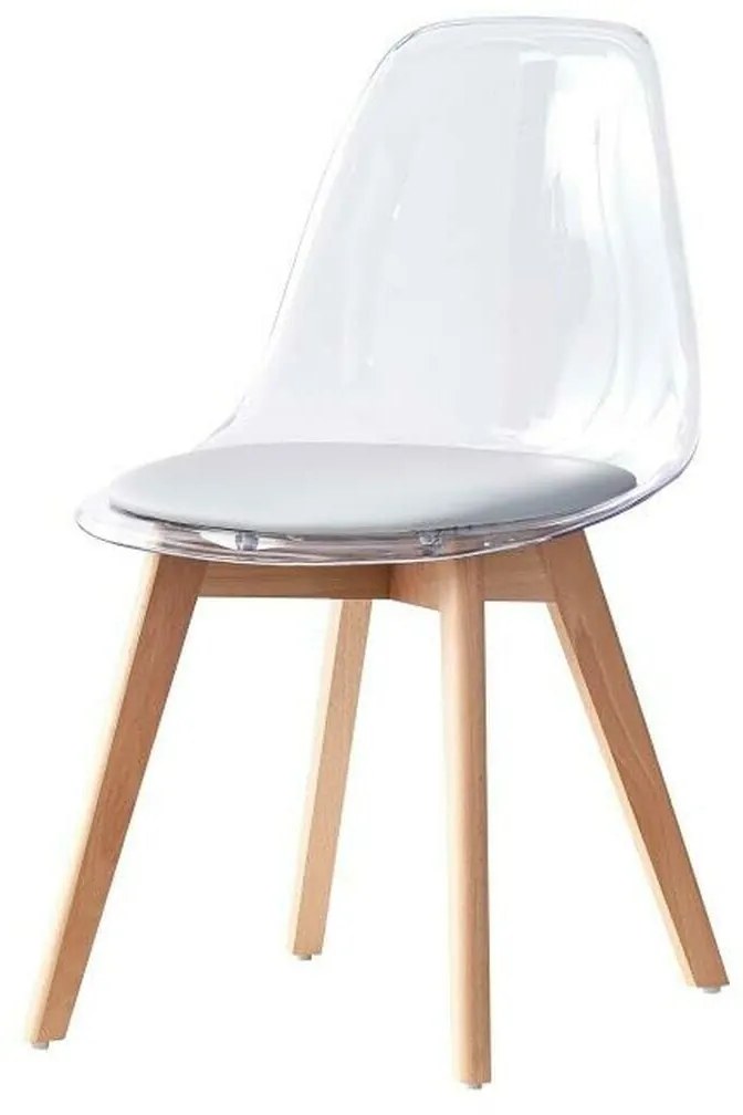DKD Home Decor Šedá dřevěná jídelní židle s polykarbonátovým sedákem (54 x 47 x 81 cm)