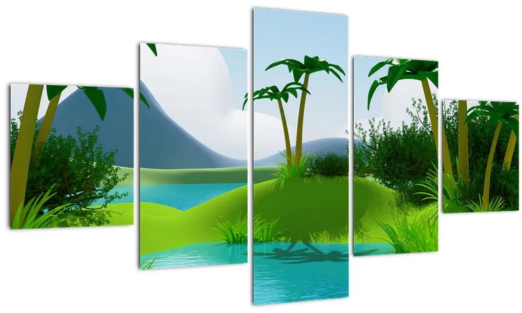 Obraz - Jezera v jungli (125x70 cm)