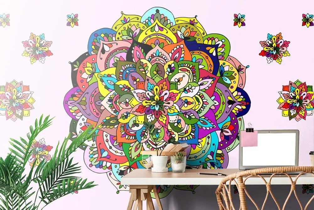 Samolepící tapeta pestrobarevná Mandala - 300x200 cm