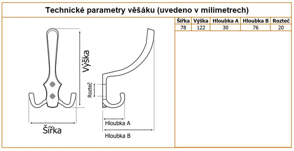 In-Design Nábytkový věšák Lungo starostříbro velký