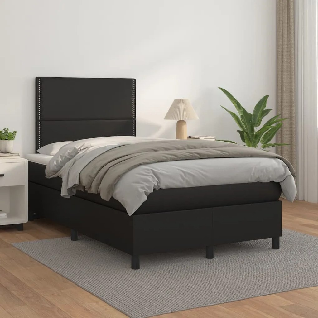 Box spring postel s matrací černá 120x190 cm umělá kůže 3269971