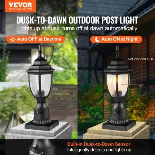 2 PC Soumrak do úsvitu Svítidlo na sloup venkovní lampy 390 mm Držák na sloup