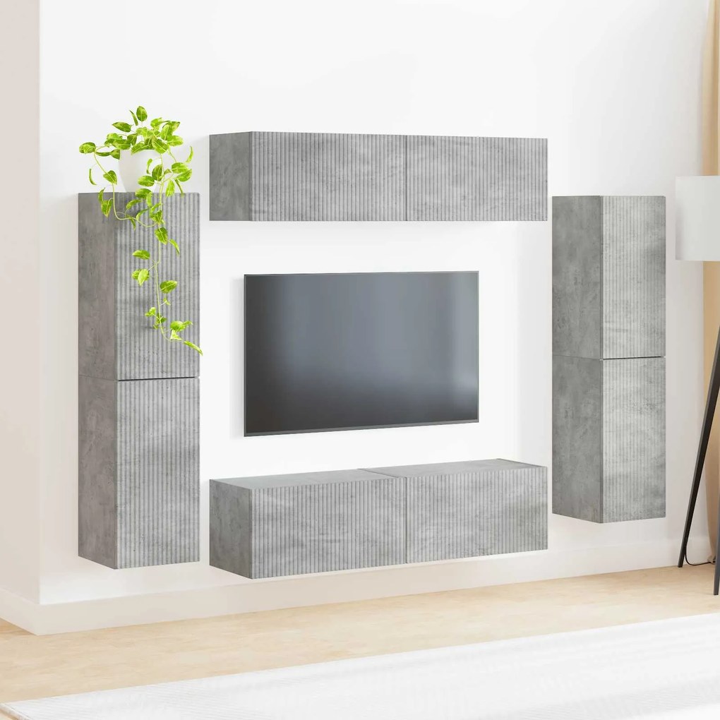 Sestava TV skříněk 8 ks Betonově šedá Kompozitní dřevo 3409135