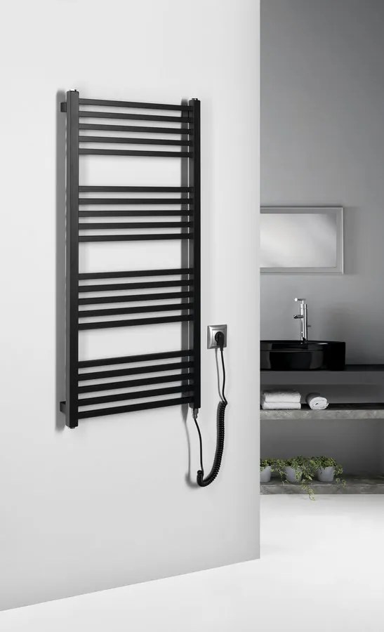 Sapho METRO-E elektrický koupelnový radiátor rovný 500 x 1060 mm 400 W černá mat ME410B