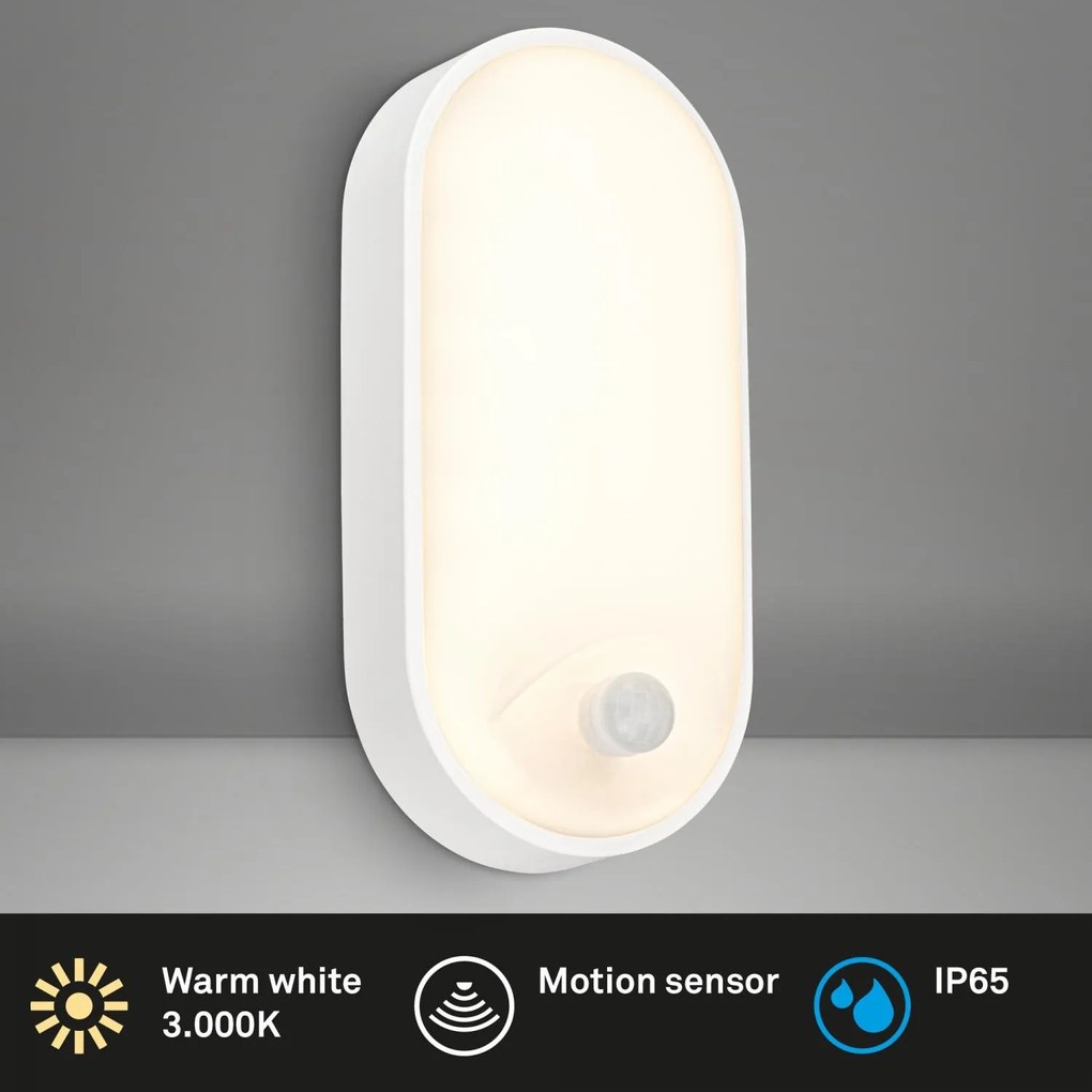 BRILO 3830016 Ruch LED venkovní nástěnné svítidlo, pohybové čidlo, IP65, bílé - BRILO