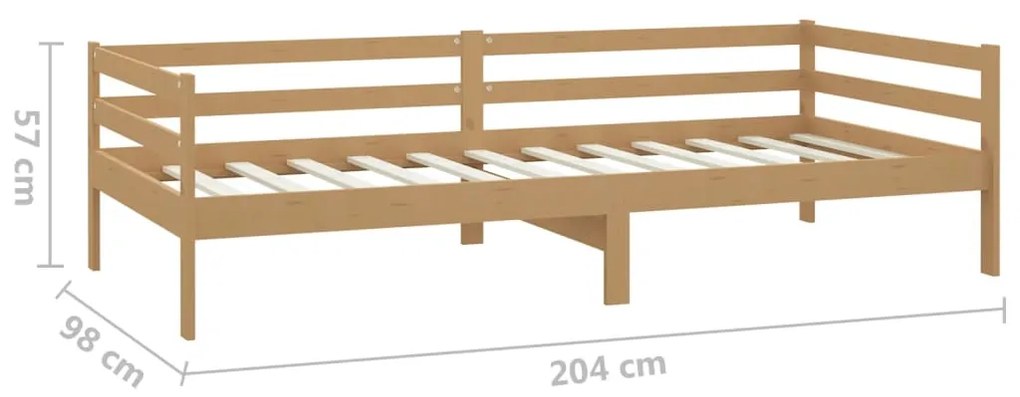 Denní postel s matrací 90 x 200 cm medová masivní borové dřevo,  3083557
