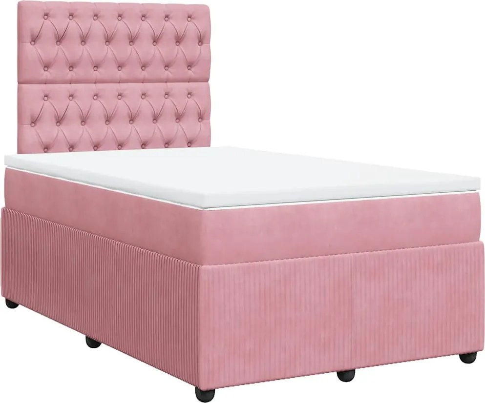 Box spring postel s matrací růžová 120 x 200 cm samet 3294621