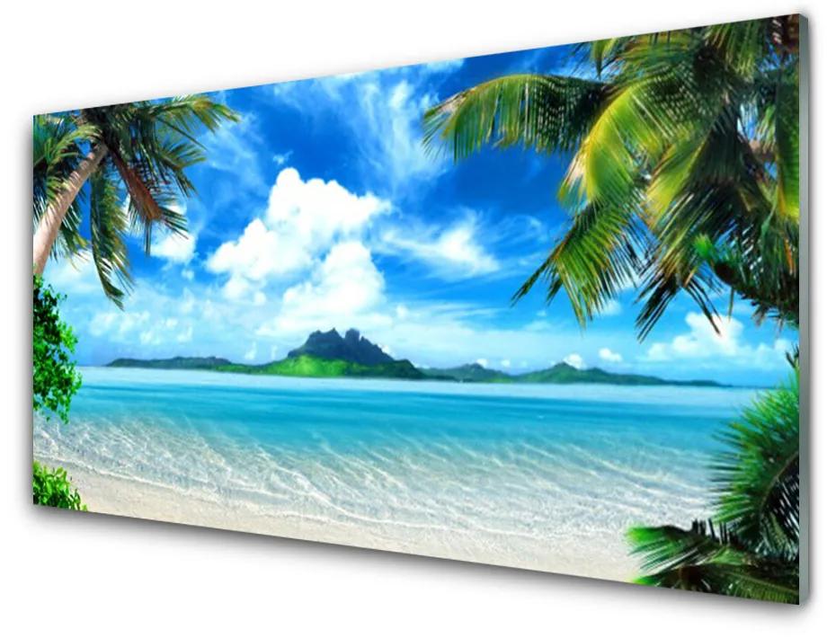 Obraz na skle Palmy Moře Tropický Ostrov 140x70 cm