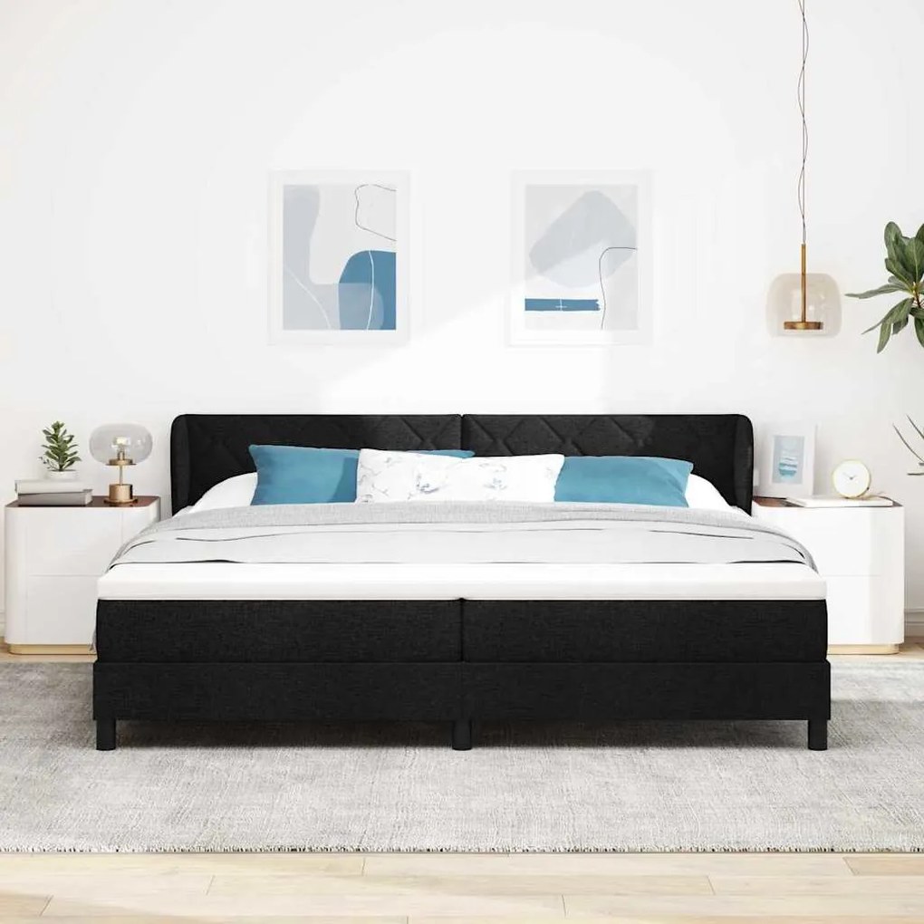Postel s boxspringem s čelo Černá 200 x 200 cm textil 3340110