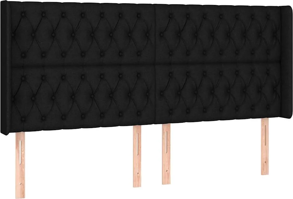 Box spring postel s matrací a LED černá 200x200 cm textil 3139143