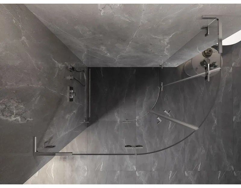 Mexen Lunar, L půlkruhový sprchový kout naklápěcí doleva 100 x 70 cm, 8mm čiré sklo, chromový profil, 833L-100L-070P-01-00
