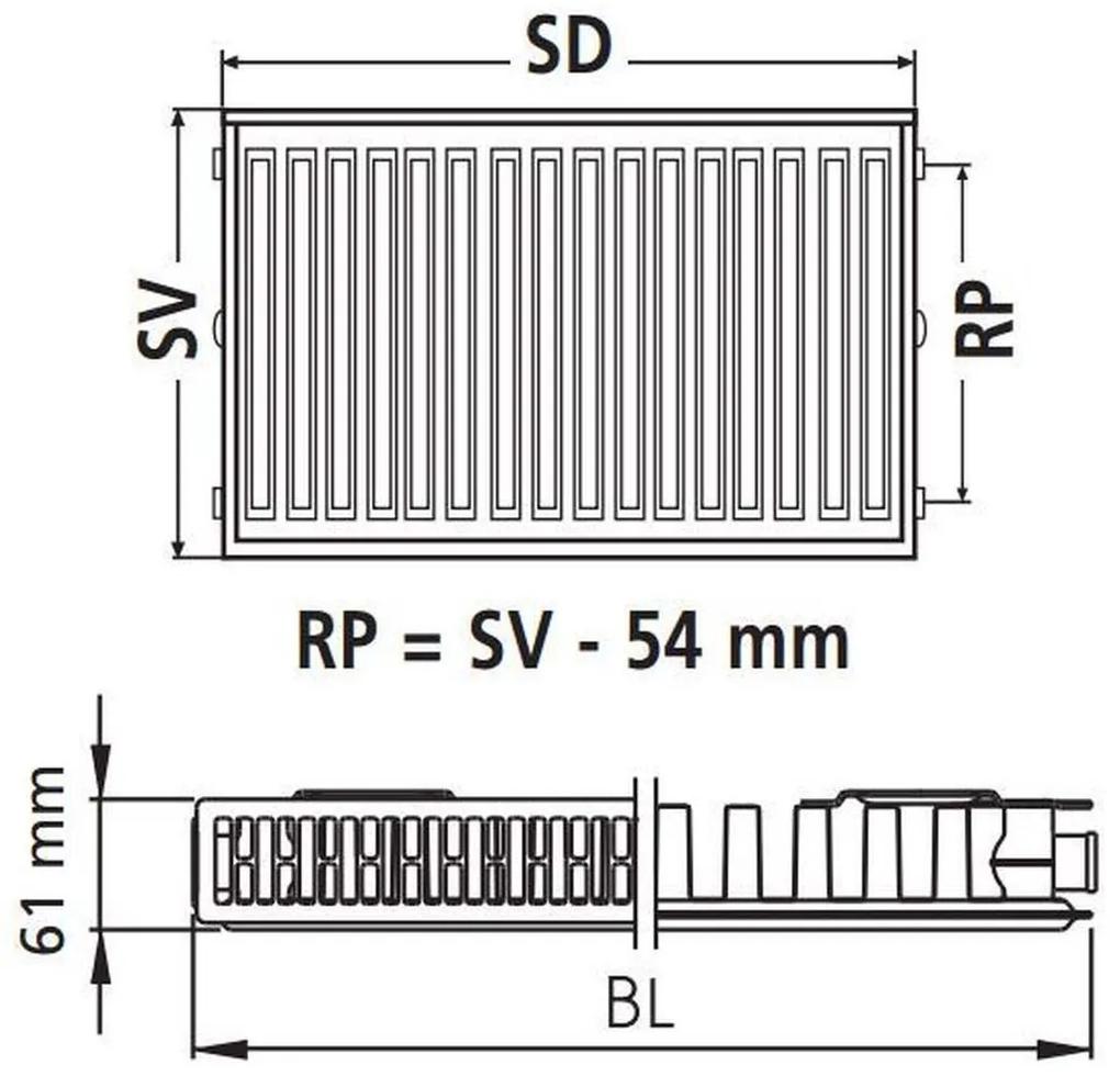 Kermi Therm X2 Profil-kompakt deskový radiátor 11 500 / 1200 FK0110512
