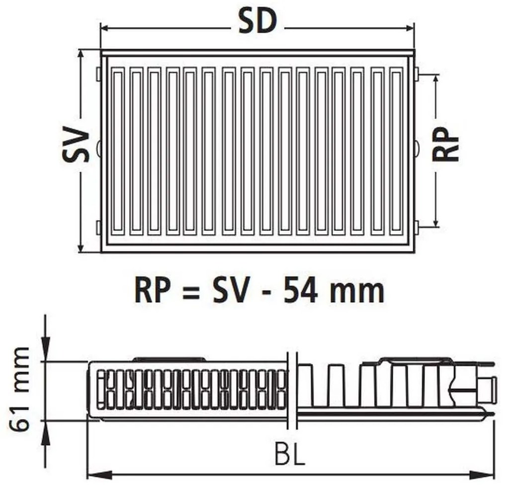 Kermi Therm X2 Profil-kompakt deskový radiátor 11 600 / 1200 FK0110612